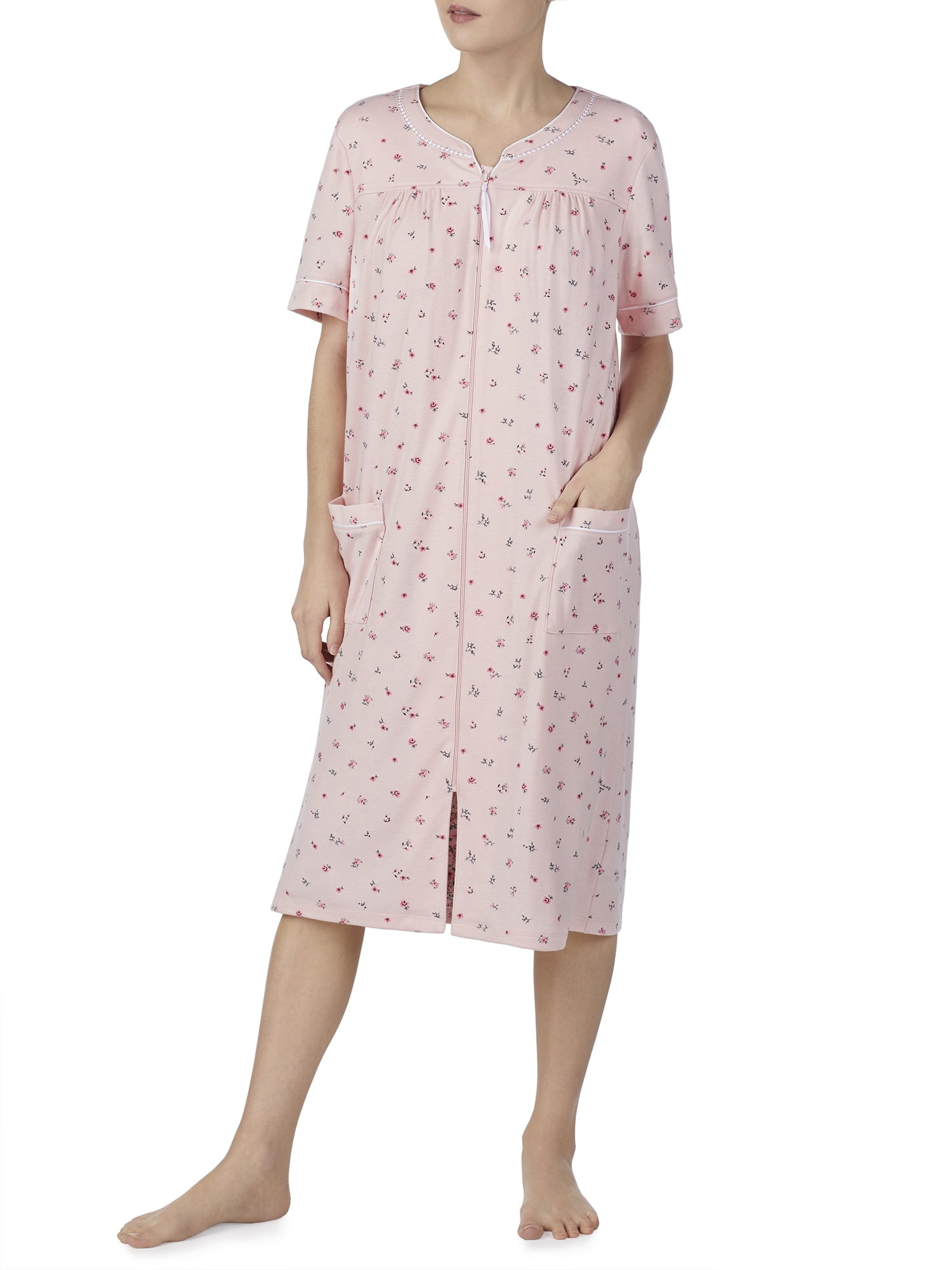 Secret Treasures Women's and Women's Plus Traditional Short Sleeve Zip ...