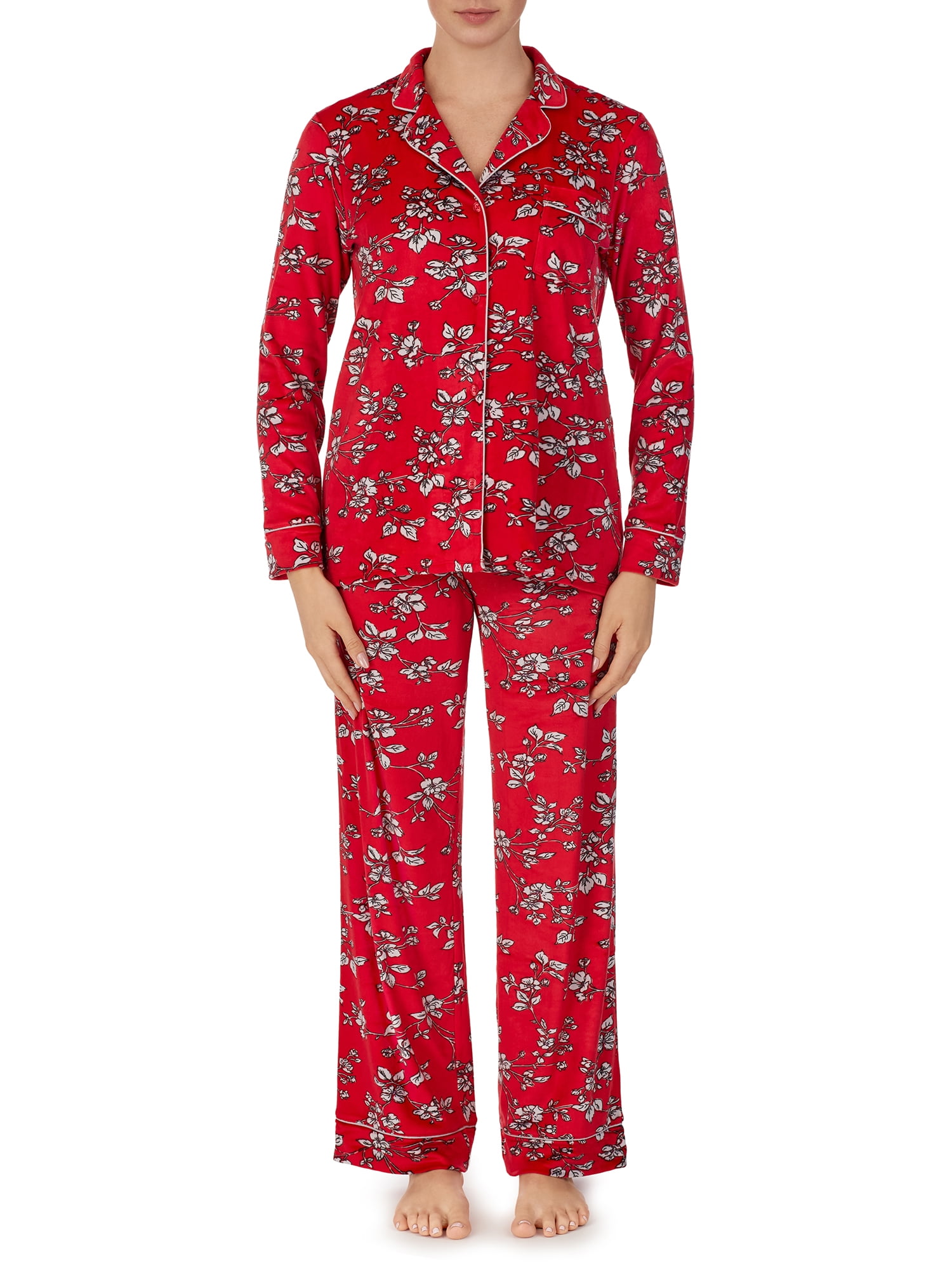 Secret Treasures Women's Velour Sleepwear Pajamas Top with Long Sleeves ...