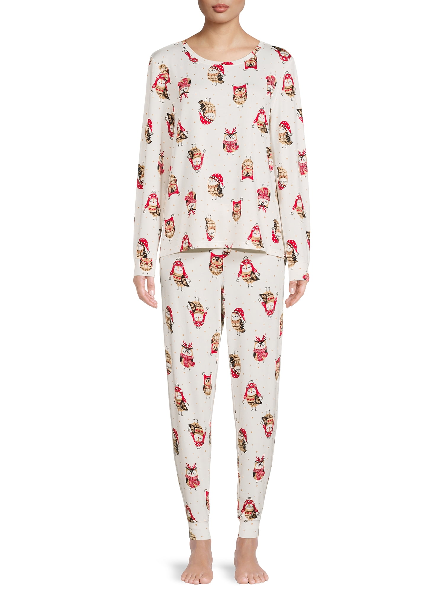 Secret Treasures Women's Plus Long Sleeve PJ Set, Comfortable Sleepwear ...