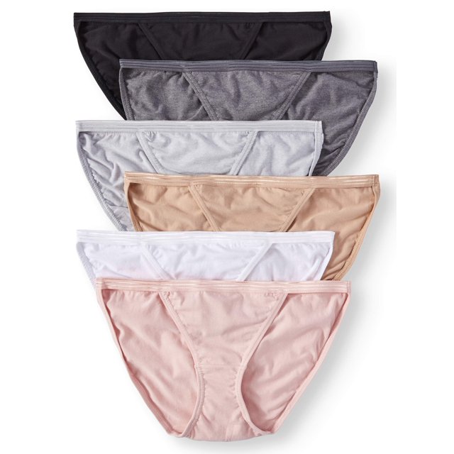 Secret Treasures Women's cotton stretch string bikini panties, 6 pack ...