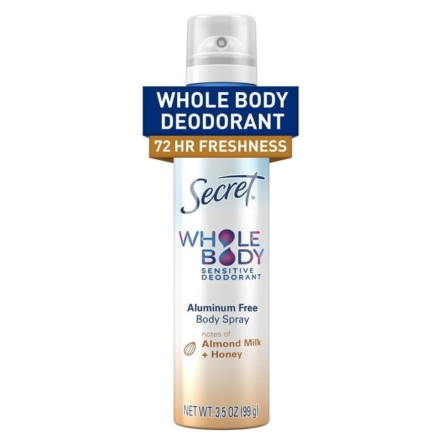 Secret Whole Body Deodorant Spray for Women, Almond Milk & Honey Scent ...
