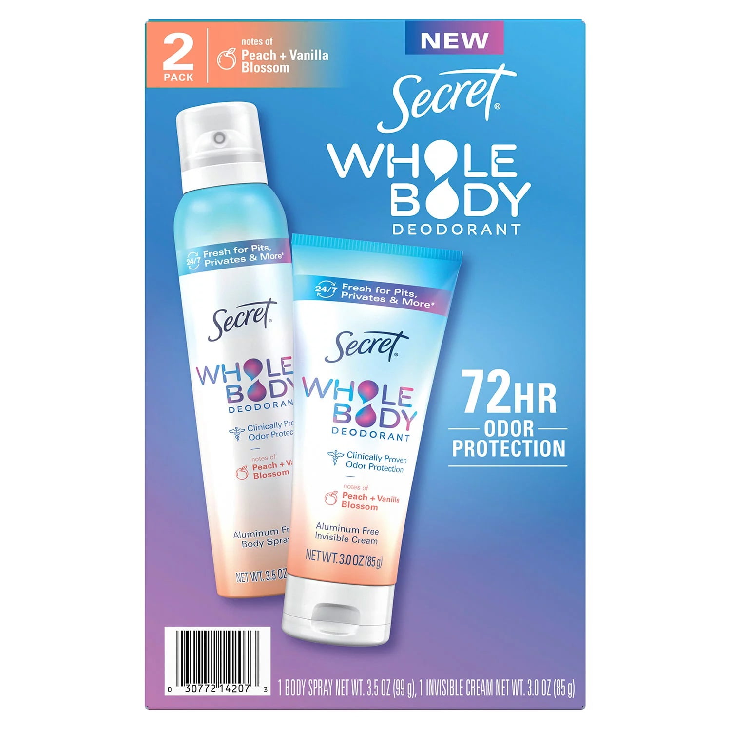 Secret Whole Body Deodorant Spray and Cream, Peach and Vanilla Blossom, Aluminum Free - Walmart.com