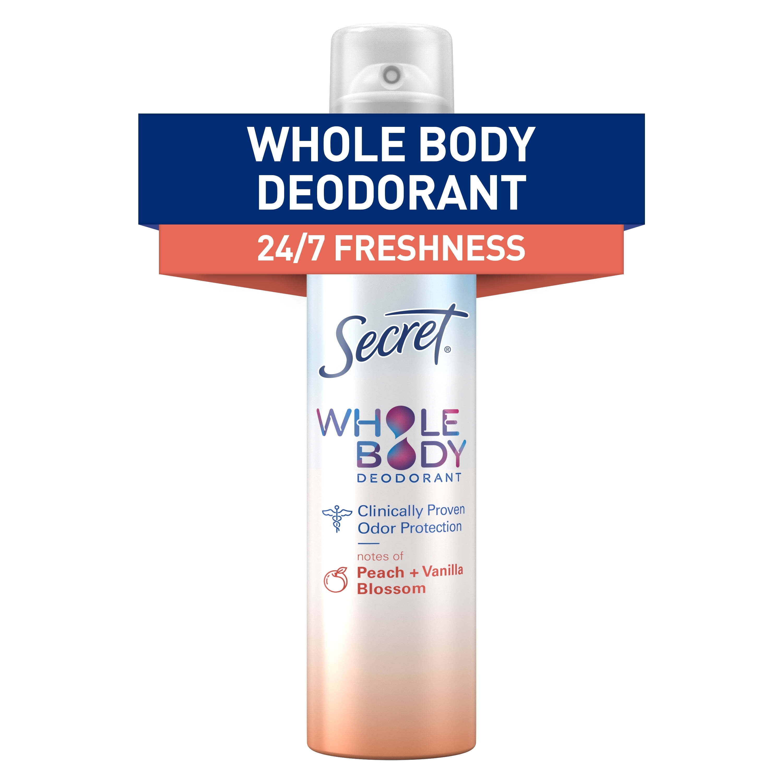 Secret Women's Whole Body Deodorant Spray, Aluminum Free, Peach ... Secret Women's Whole Body Deodorant Spray, Aluminum Free, Peach ...