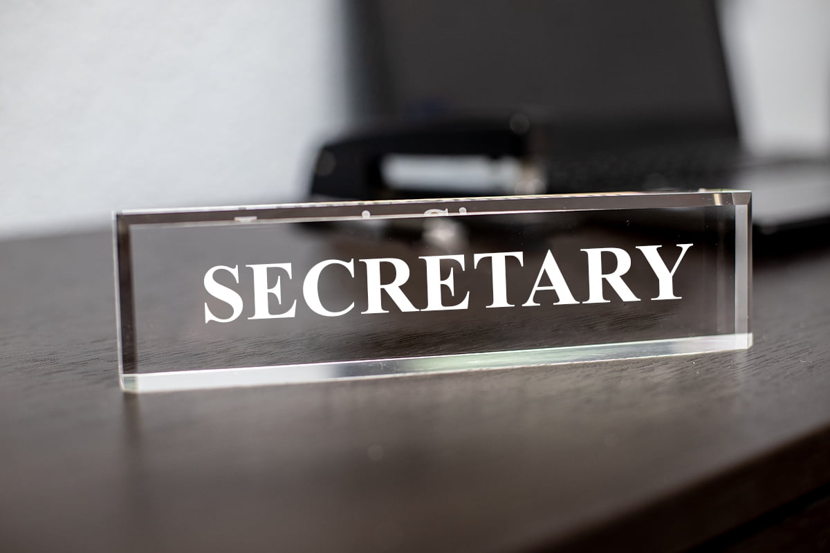 Secretary 2" x 8" Clear Acrylic - Office Desk Accessories D?cor ...