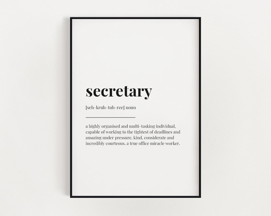 Secretary Definition Print, Wall Art Print, Definition Print, Quote ...