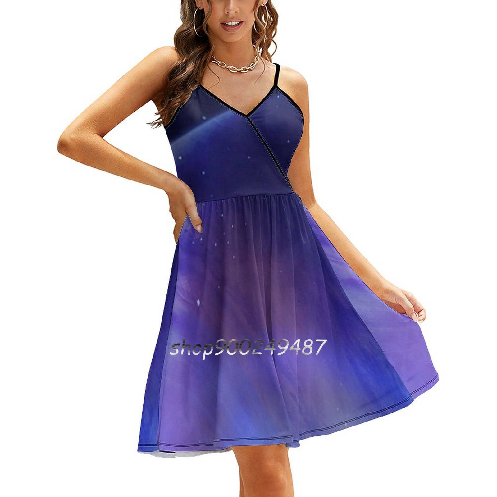 Secrets Of The Galaxy Square Neck Dress Sweet Summer Dress Women ...
