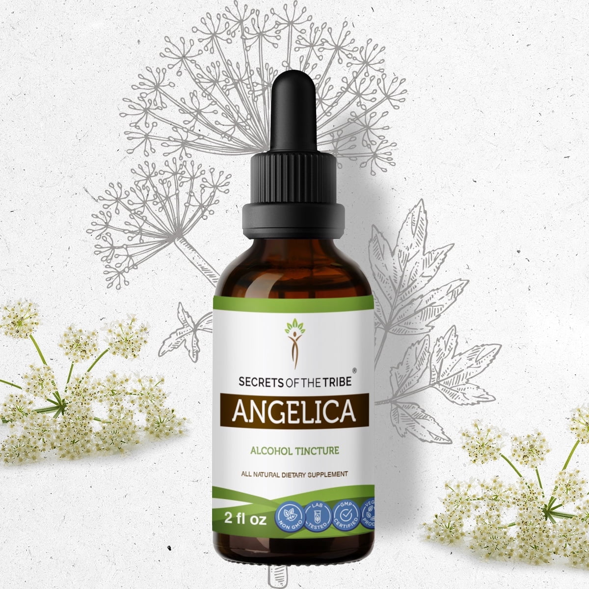 Secrets Of The Tribe Angelica Tincture Dietary Supplement, Natural ...