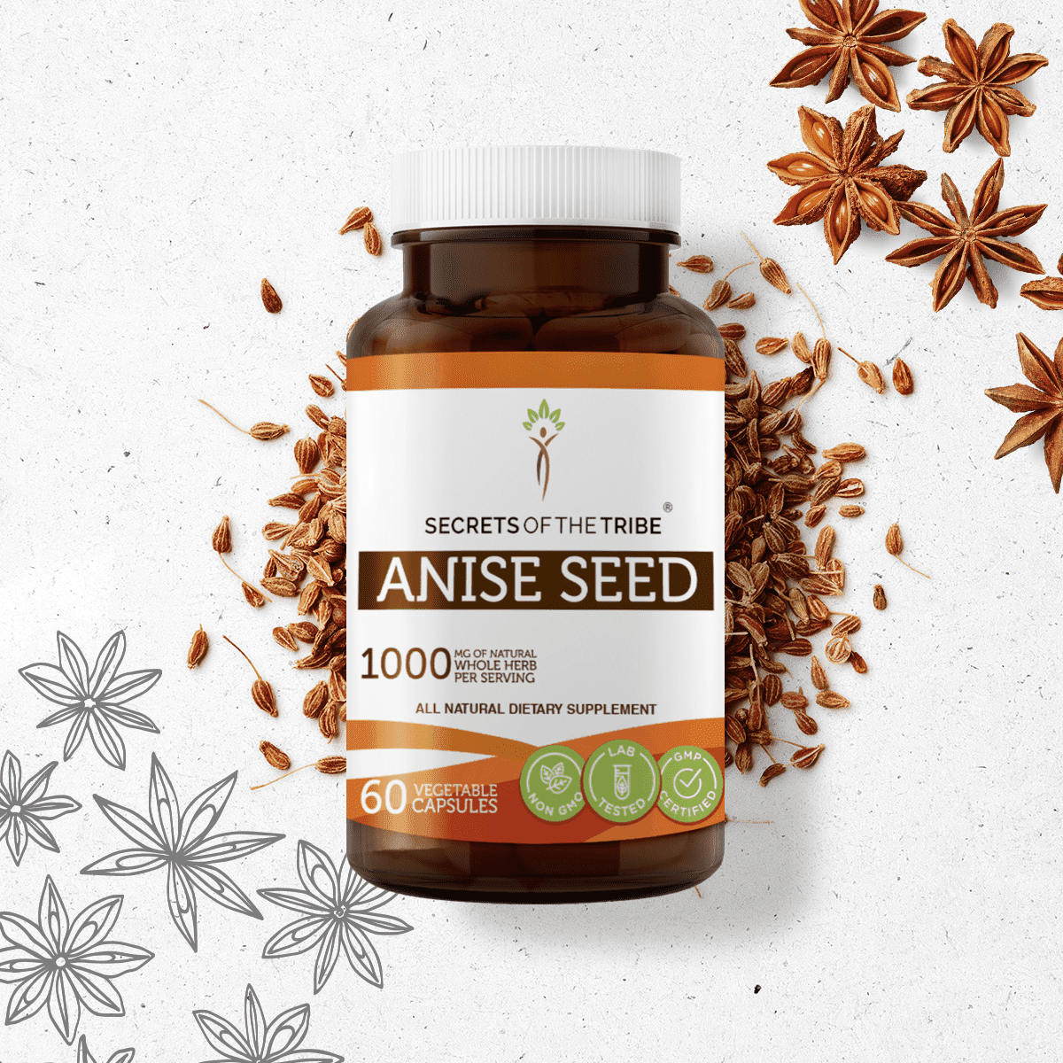 Secrets Of The Tribe Anise Seed Capsules Dietary Supplement, Natural ...