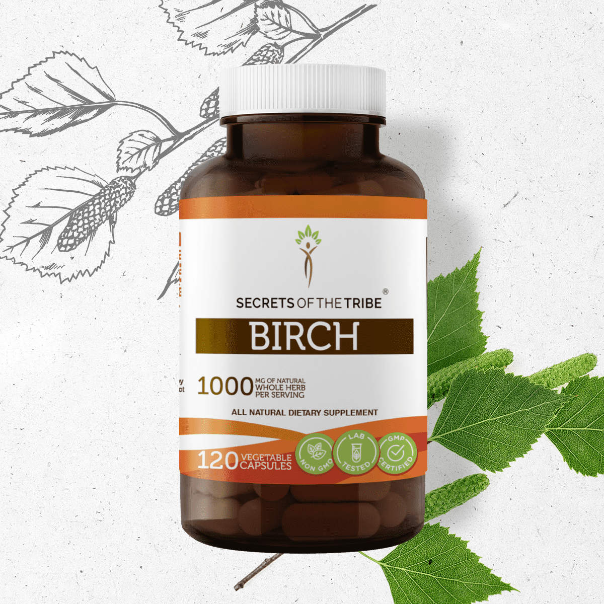 Secrets of the Tribe Birch Capsules Dietary Supplement, Natural Herbal ...
