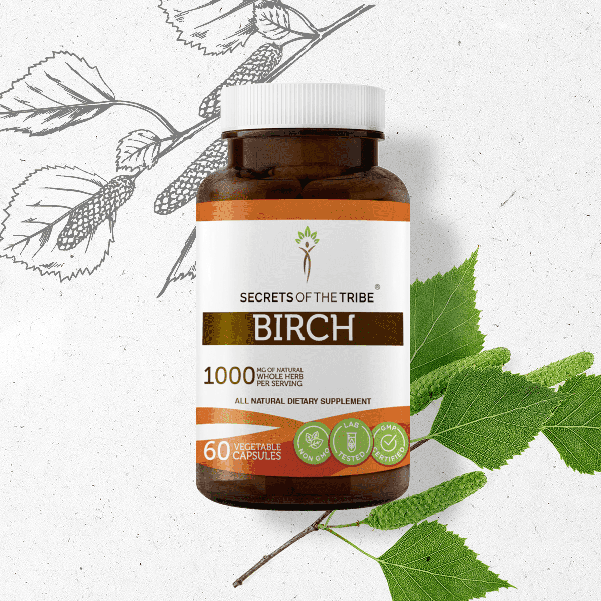 Secrets Of The Tribe Birch Capsules Dietary Supplement, Natural Herbal ...