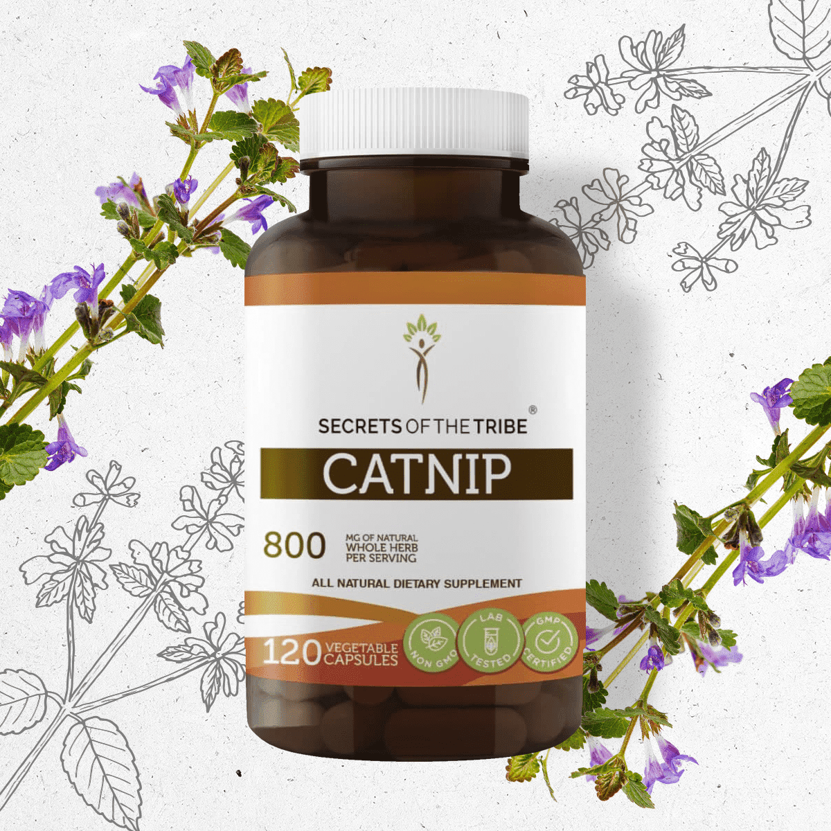 Secrets Of The Tribe Catnip Capsules Dietary Supplement, Natural Herbal Capsules for Calming ...
