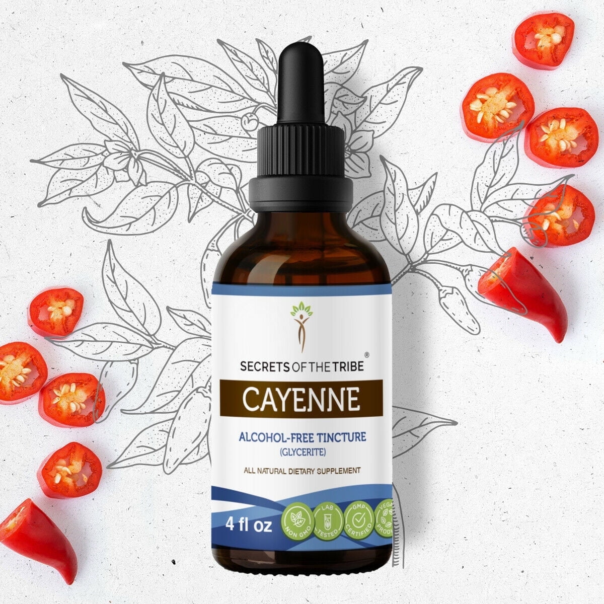 Secrets Of The Tribe Cayenne Tincture Dietary Supplement, Natural ...
