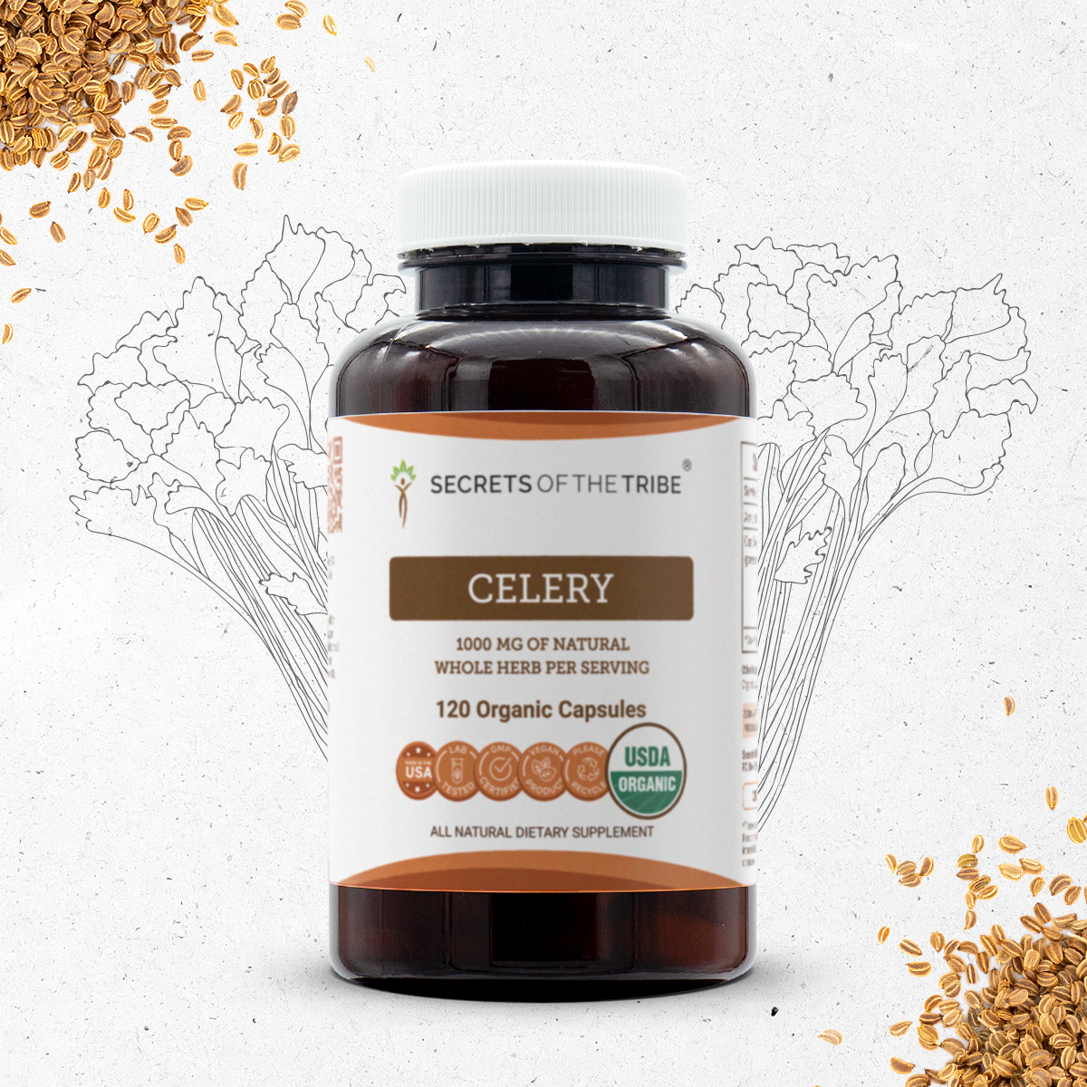 Secrets Of The Tribe Celery Organic Capsules Dietary Supplement ...