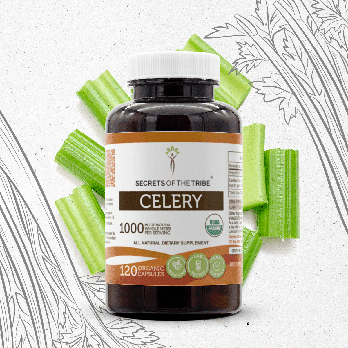 Secrets Of The Tribe Celery Organic Capsules Dietary Supplement ...