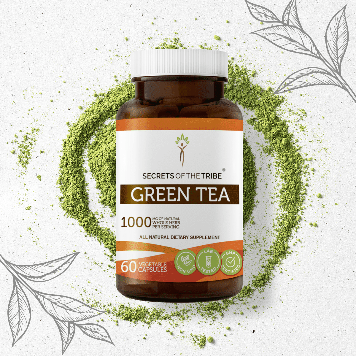 Secrets of the Tribe Green Tea Capsules Dietary Supplement, Natural ...