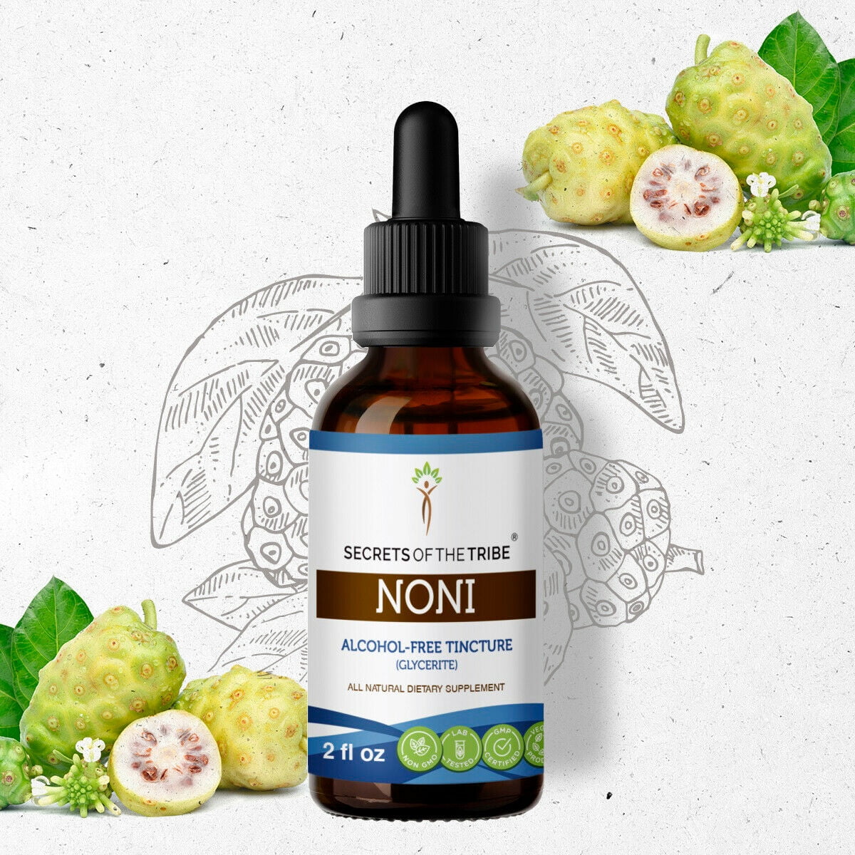 Secrets of the Tribe Noni Tincture Dietary Supplement, Natural Herbal ...