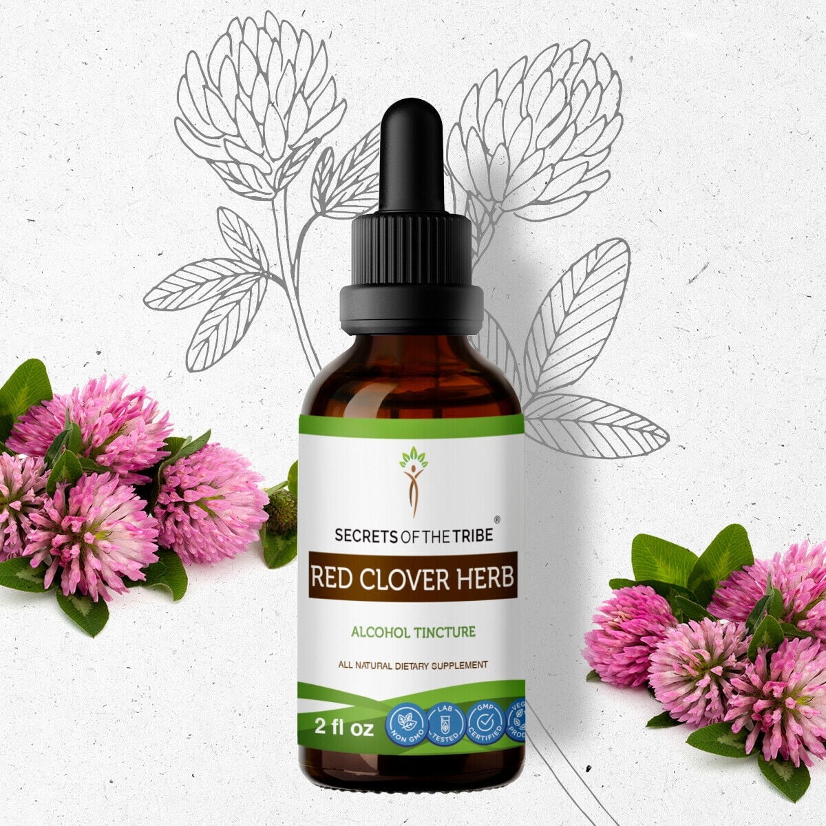 Secrets Of The Tribe Red Clover Herb Tincture Dietary Supplement ...