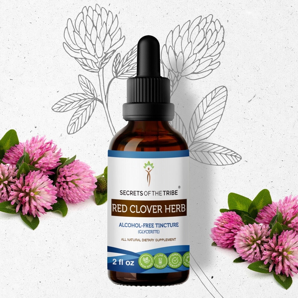 Secrets Of The Tribe Red Clover Herb Tincture Dietary Supplement ...