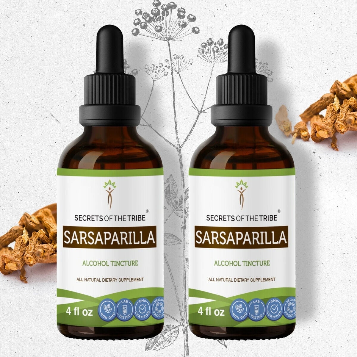 Secrets Of The Tribe Sarsaparilla Tincture Dietary Supplement, Natural ...