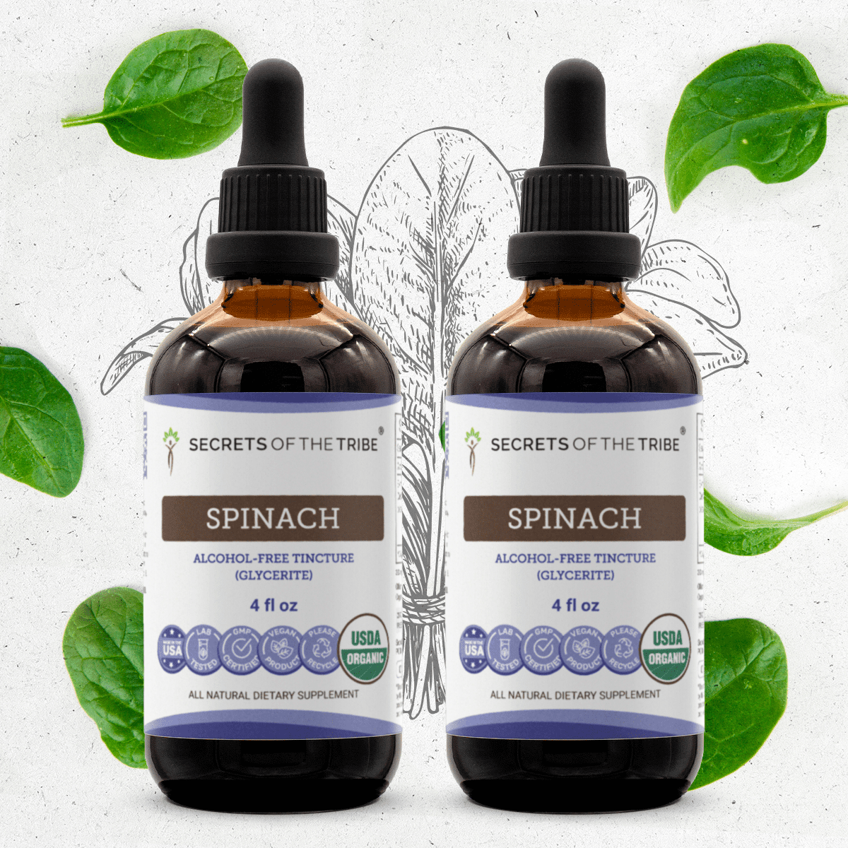 Spinach Tincture Alcohol-FREE Extract, Organic Spinacia oleracea ...