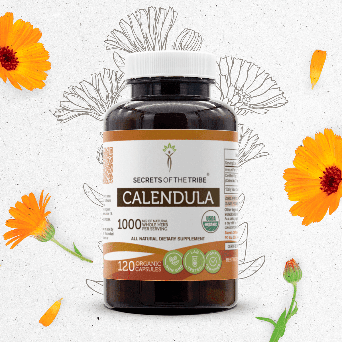 Secrets Of The Tribe Calendula Organic Capsules Dietary Supplement ...