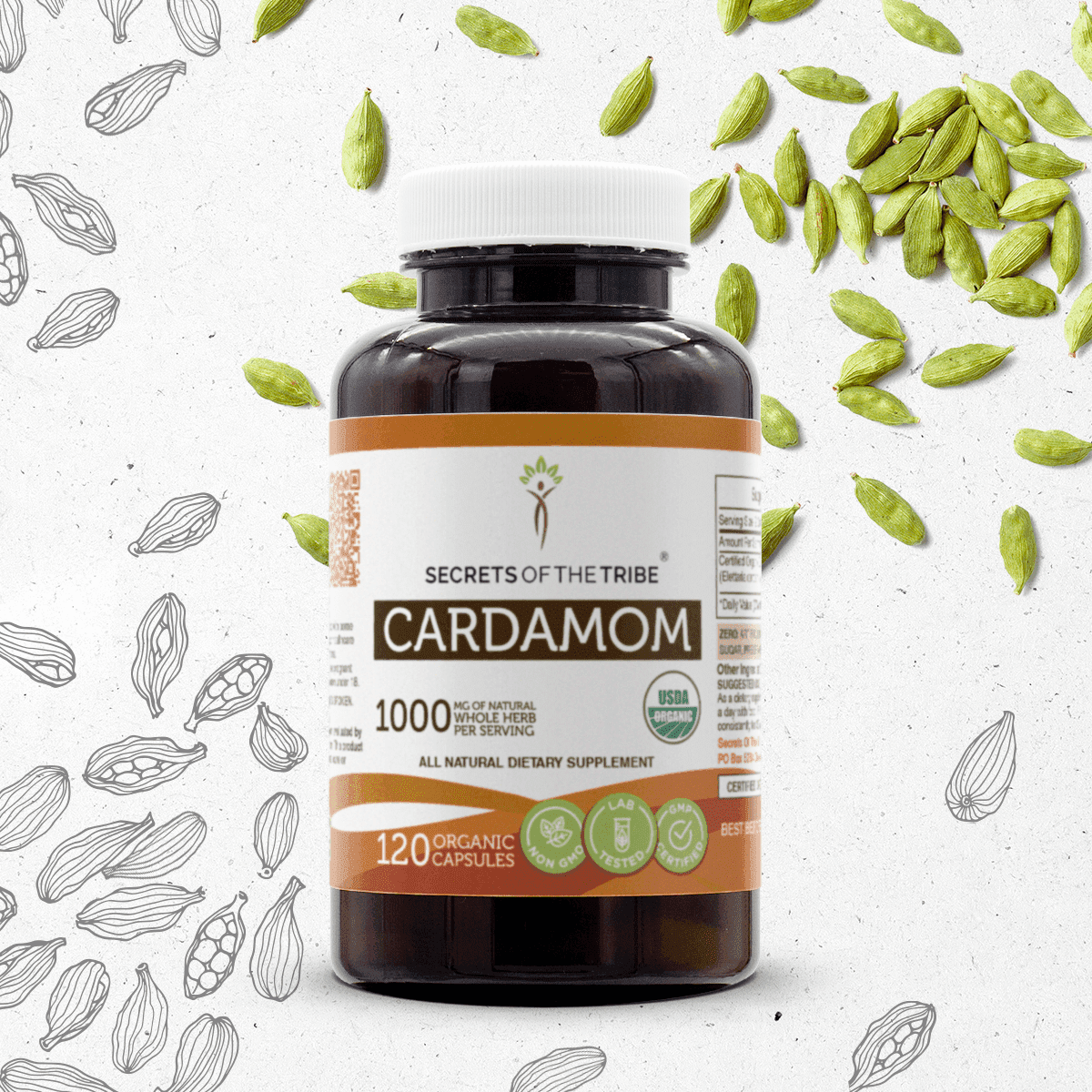 Secrets Of The Tribe Cardamom Organic Capsules Dietary Supplement ...