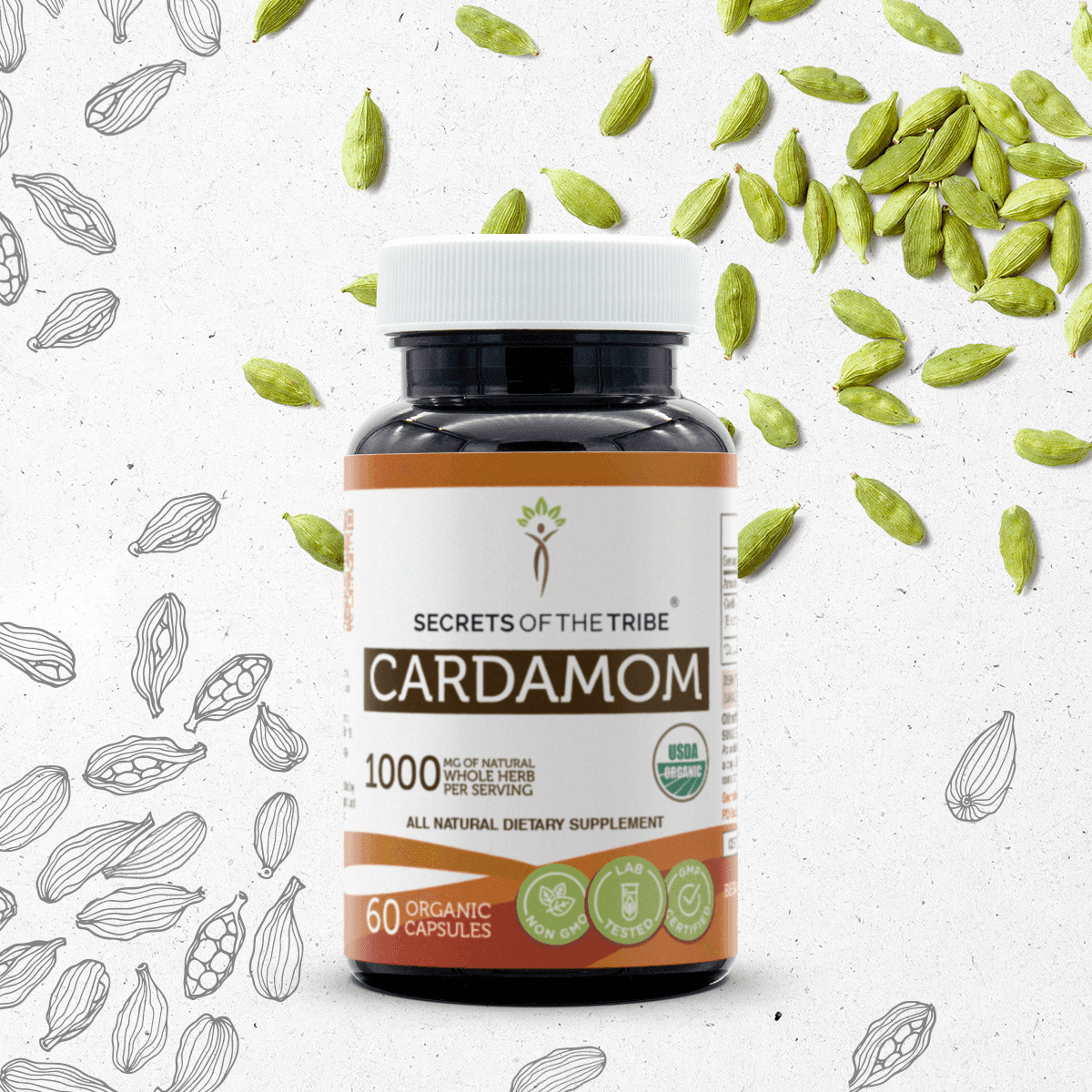 Secrets Of The Tribe Cardamom Organic Capsules Dietary Supplement ...