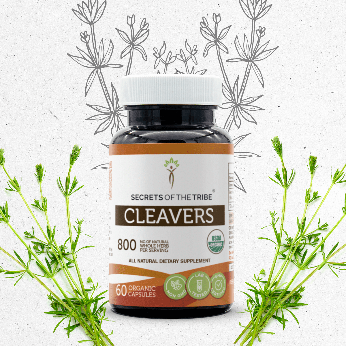 Secrets of the Tribe Cleavers 60 Capsules, 400 mg, Organic Cleavers ...