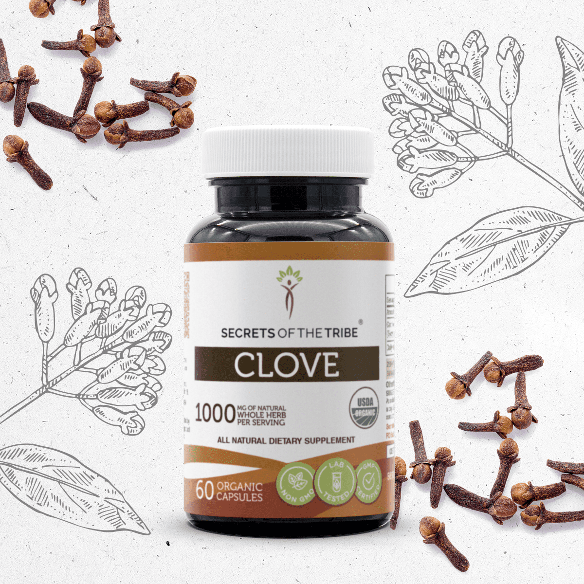 Secrets of the Tribe Clove 60 Capsules, 500 mg, Organic Clove (Syzygium ...