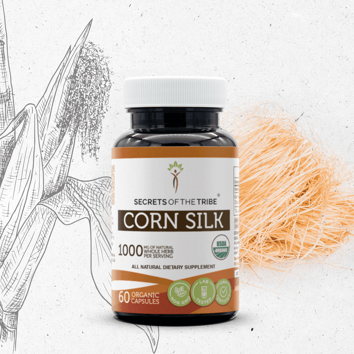 Secrets Of The Tribe Corn Silk Organic Capsules Dietary Supplement ...