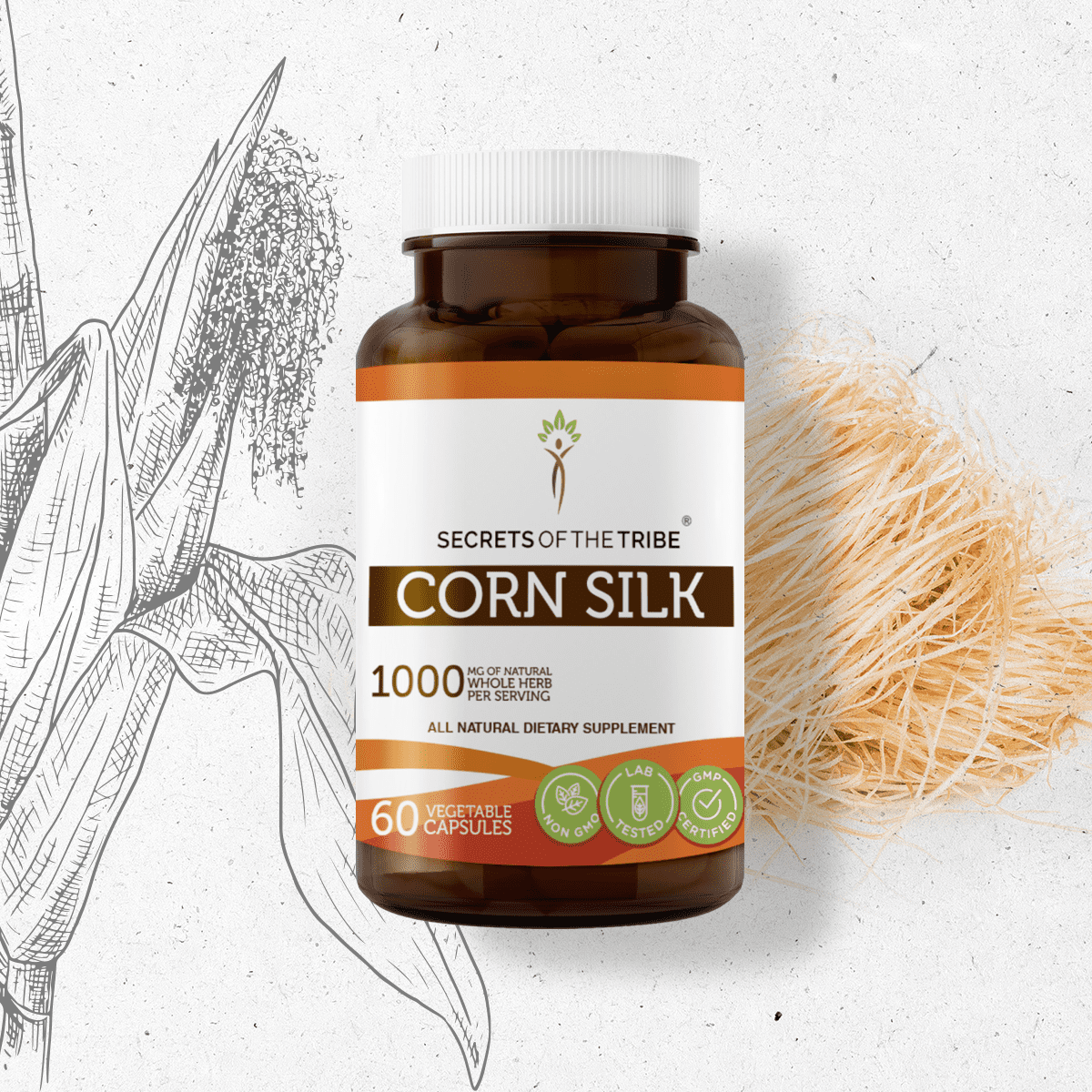 Secrets of the Tribe Corn Silk 60 Capsules, 500 mg, Organic Corn Silk ...