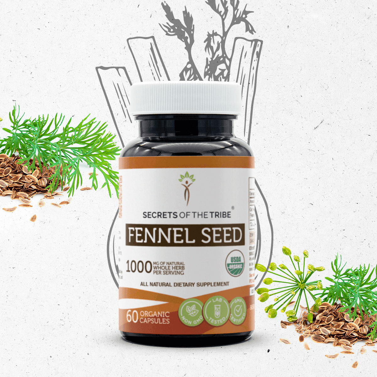 Secrets Of The Tribe Fennel Seed Organic Capsules Dietary Supplement ...