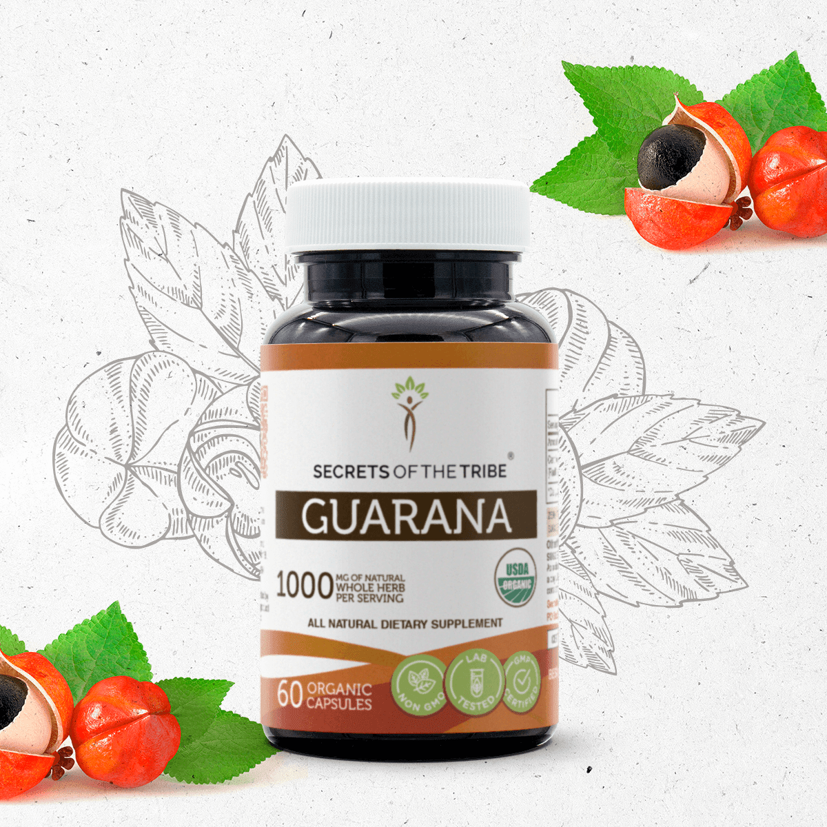 Secrets of the Tribe Guarana 60 Capsules, 500 mg, Organic Guarana ...