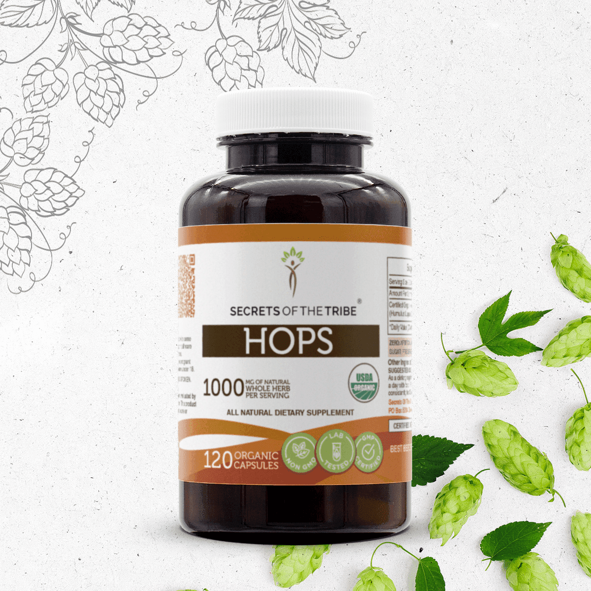 Secrets Of The Tribe Hops Organic Capsules Dietary Supplement, Natural ...