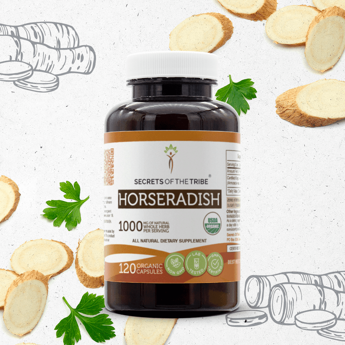 Secrets Of The Tribe Horseradish Organic Capsules Dietary Supplement ...