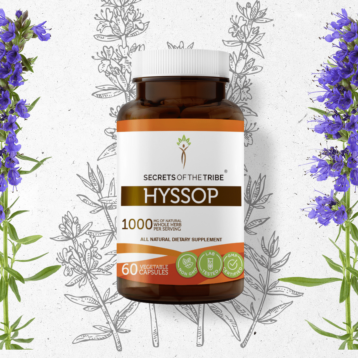 Secrets of the Tribe Hyssop 60 Capsules, 500 mg, Organic Hyssop ...