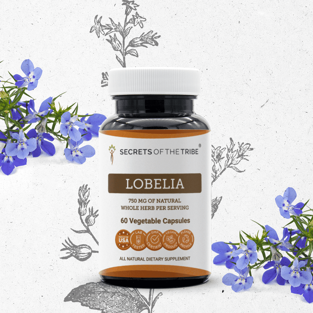 Secrets Of The Tribe Lobelia Capsules Dietary Supplement, Natural ...