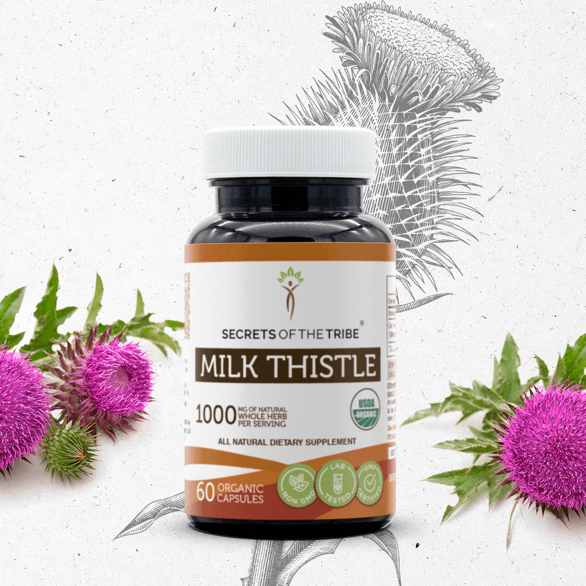 Secrets Of The Tribe Milk Thistle Organic Capsules Dietary Supplement ...