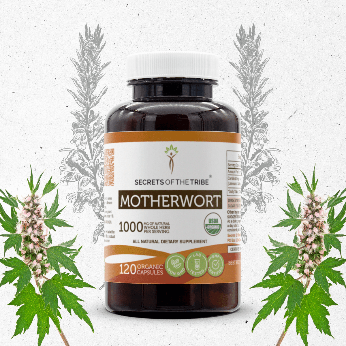 Secrets of the Tribe Motherwort 120 Capsules, 500 mg, Organic ...
