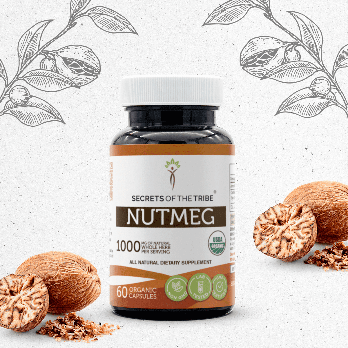 Secrets Of The Tribe Nutmeg Organic Capsules Dietary Supplement ...