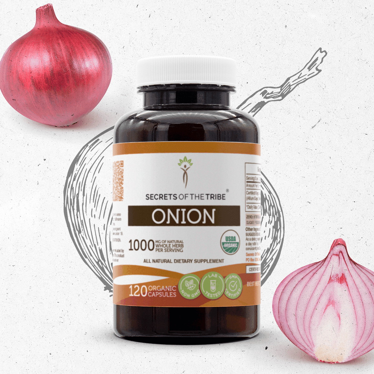 Secrets Of The Tribe Onion Organic Capsules Dietary Supplement, Natural ...