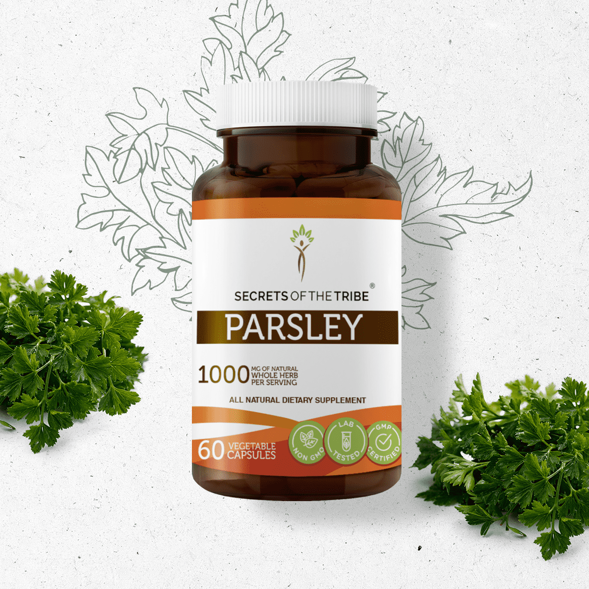 Secrets of the Tribe Parsley Capsules Dietary Supplement, Natural Herbal Capsules for Immune and ...