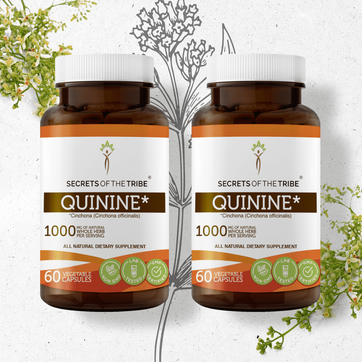 Secrets of the Tribe Organic Quinine Supplements, 2x60 Capsules, 500 mg ...
