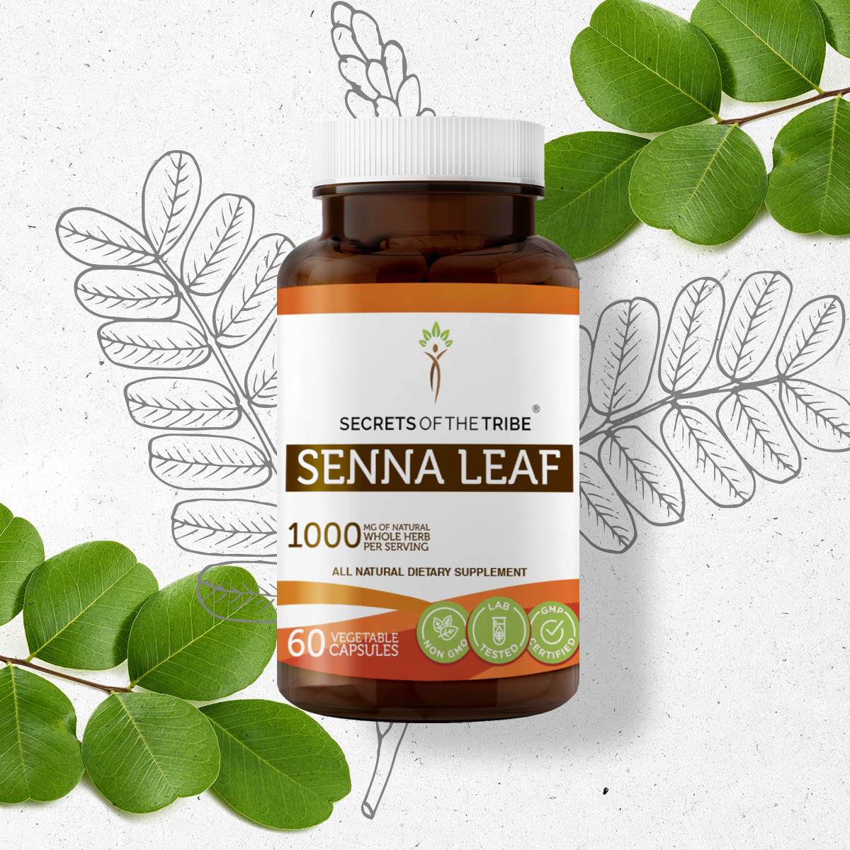 Secrets of the Tribe Senna Leaf 60 Capsules, 500 mg, Senna Leaf (Senna ...