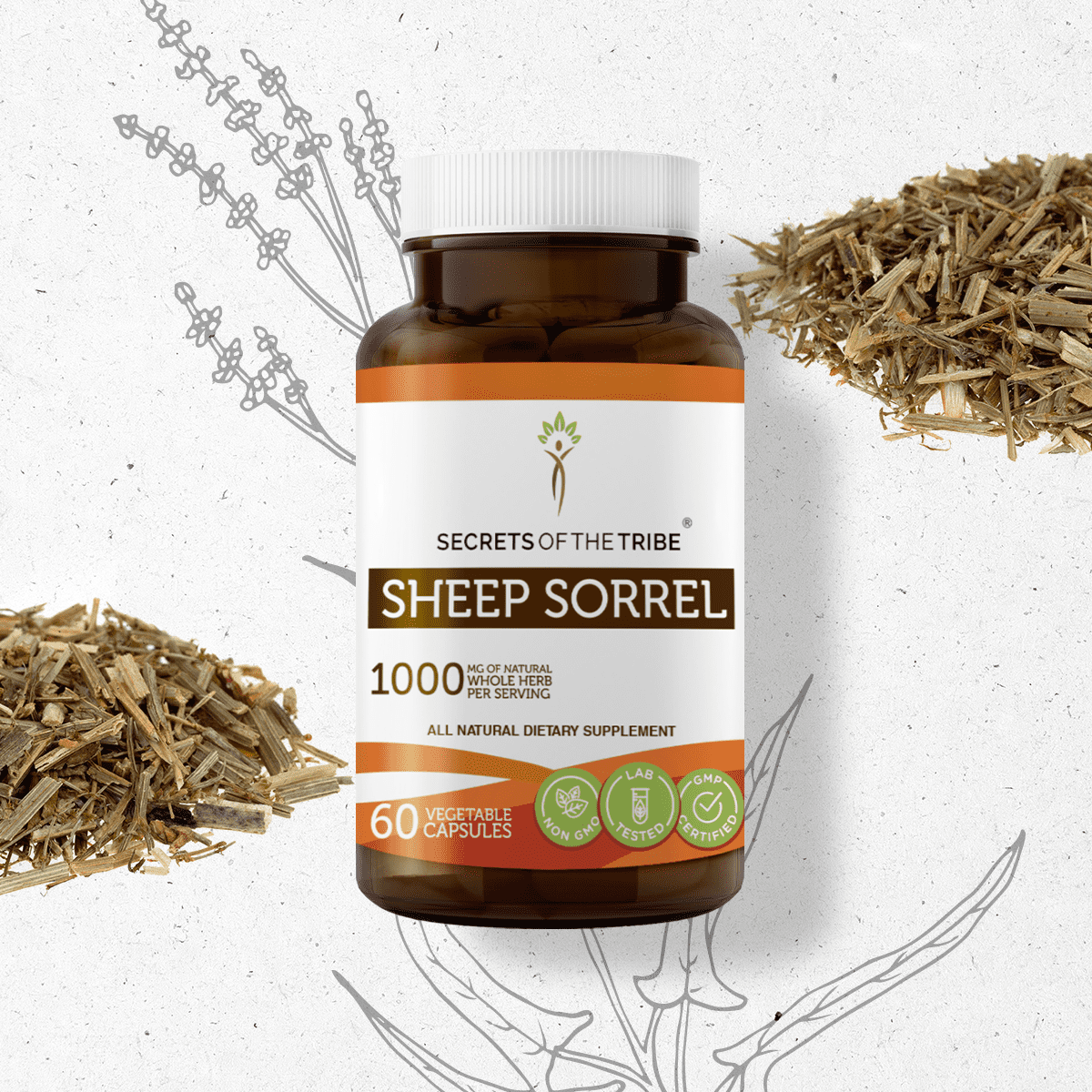 Secrets of the Tribe Sheep Sorrel 60 Capsules, 500 mg, Organic Sheep Sorrel (Rumex Acetosella ...