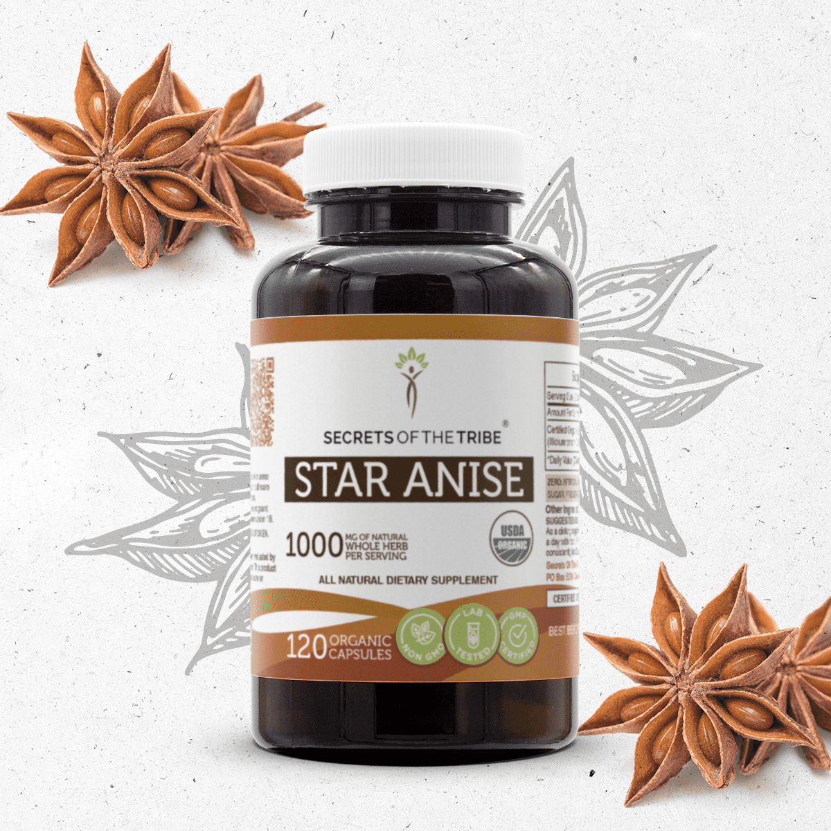Secrets of the Tribe Star Anise 120 Capsules, 500 mg, Organic Star ...
