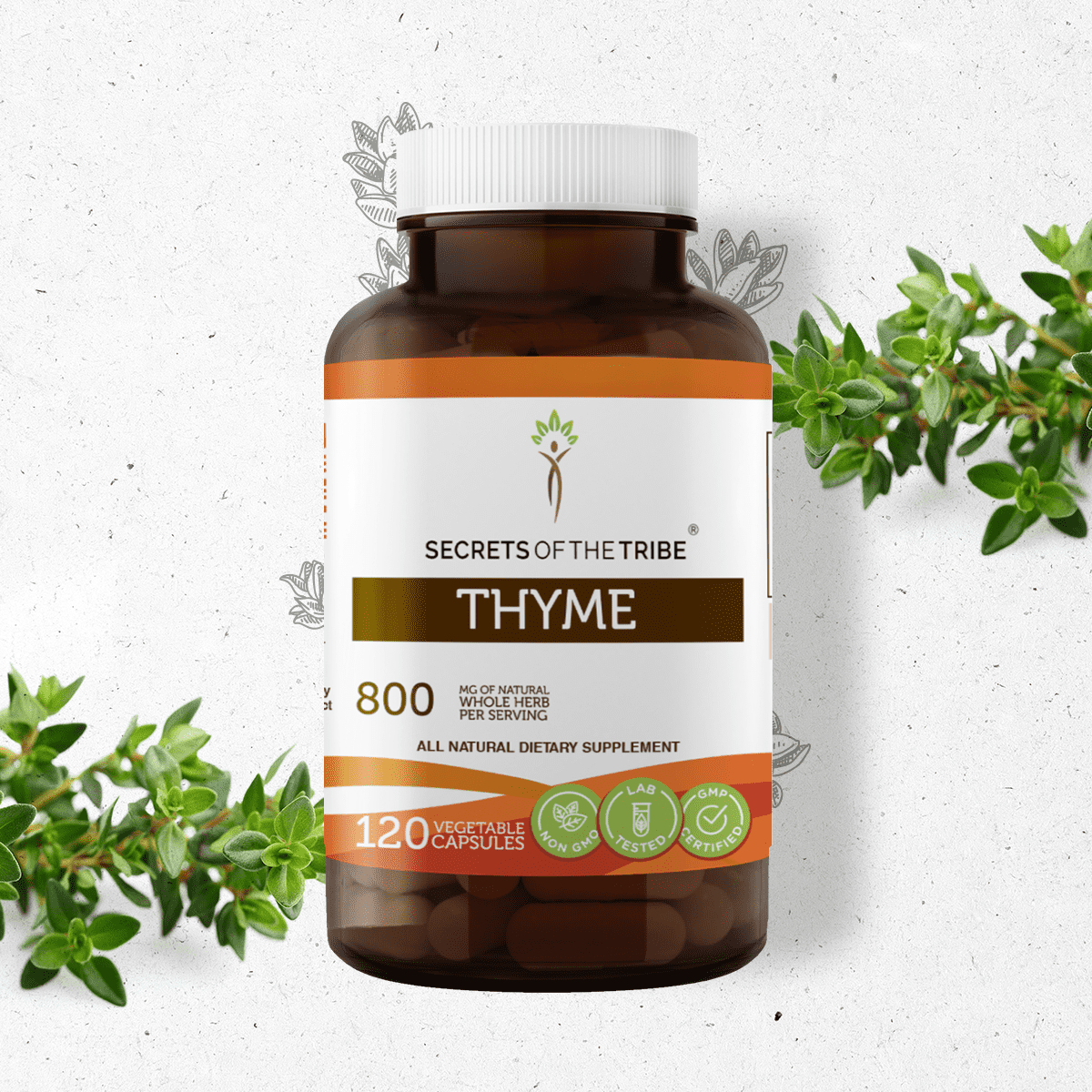 Secrets of the Tribe Thyme 120 Capsules, 400 mg, Organic Thyme (Thymus ...