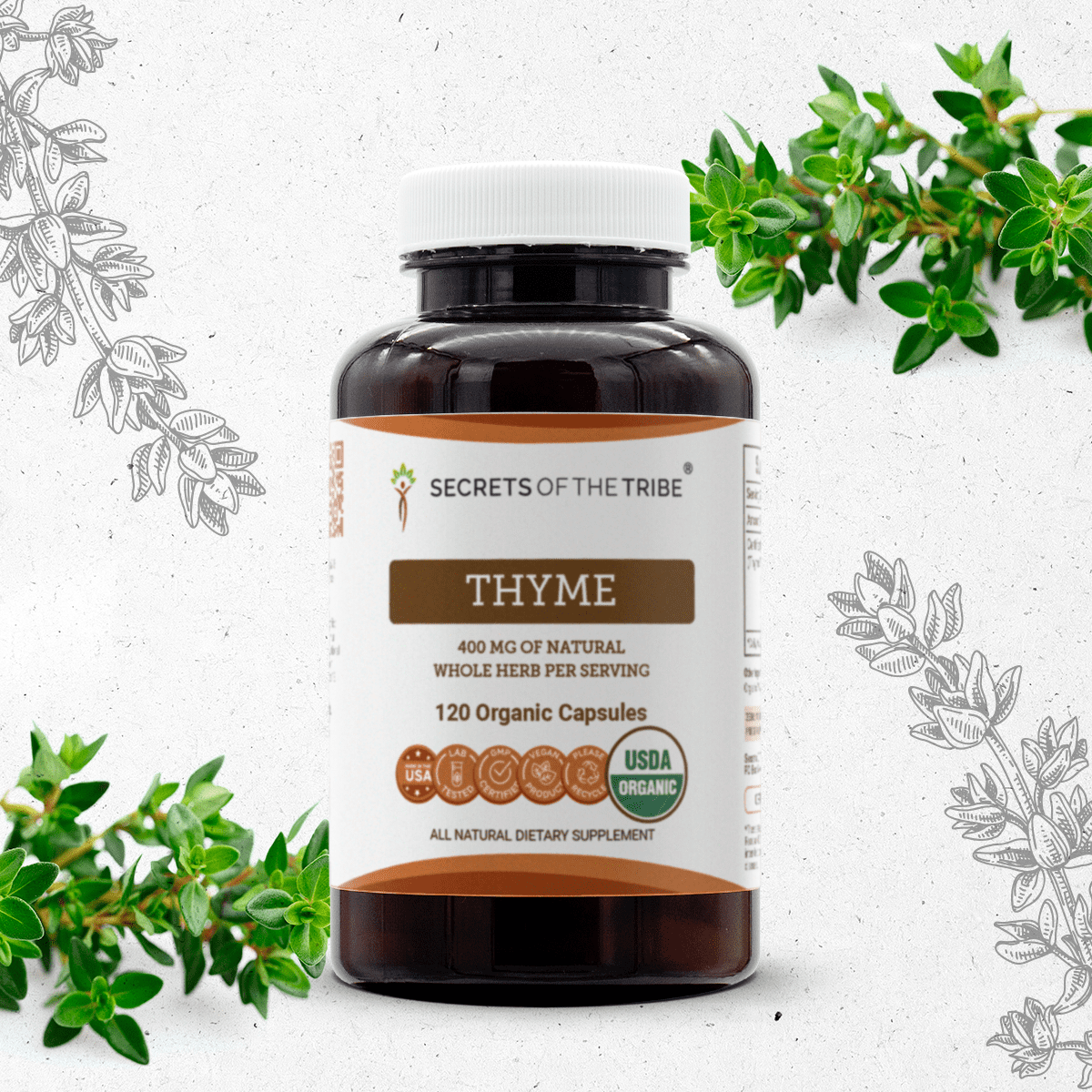 Secrets Of The Tribe Thyme Capsules, Herbal Supplement for Respiratory ...