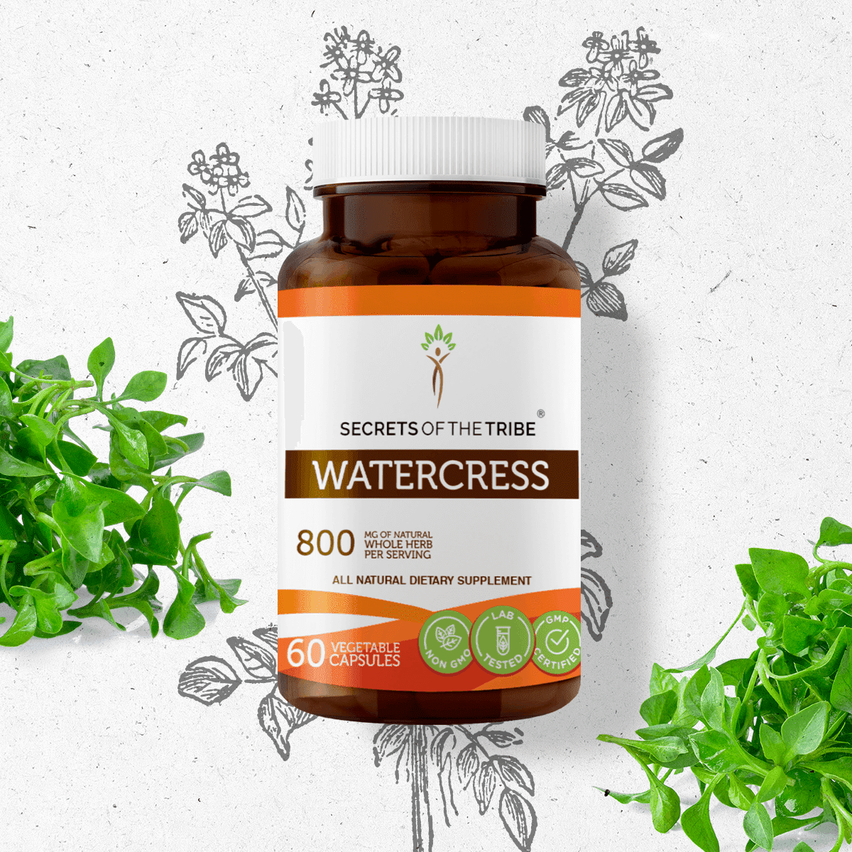 Secrets Of The Tribe Watercress Capsules Dietary Supplement, Natural ...