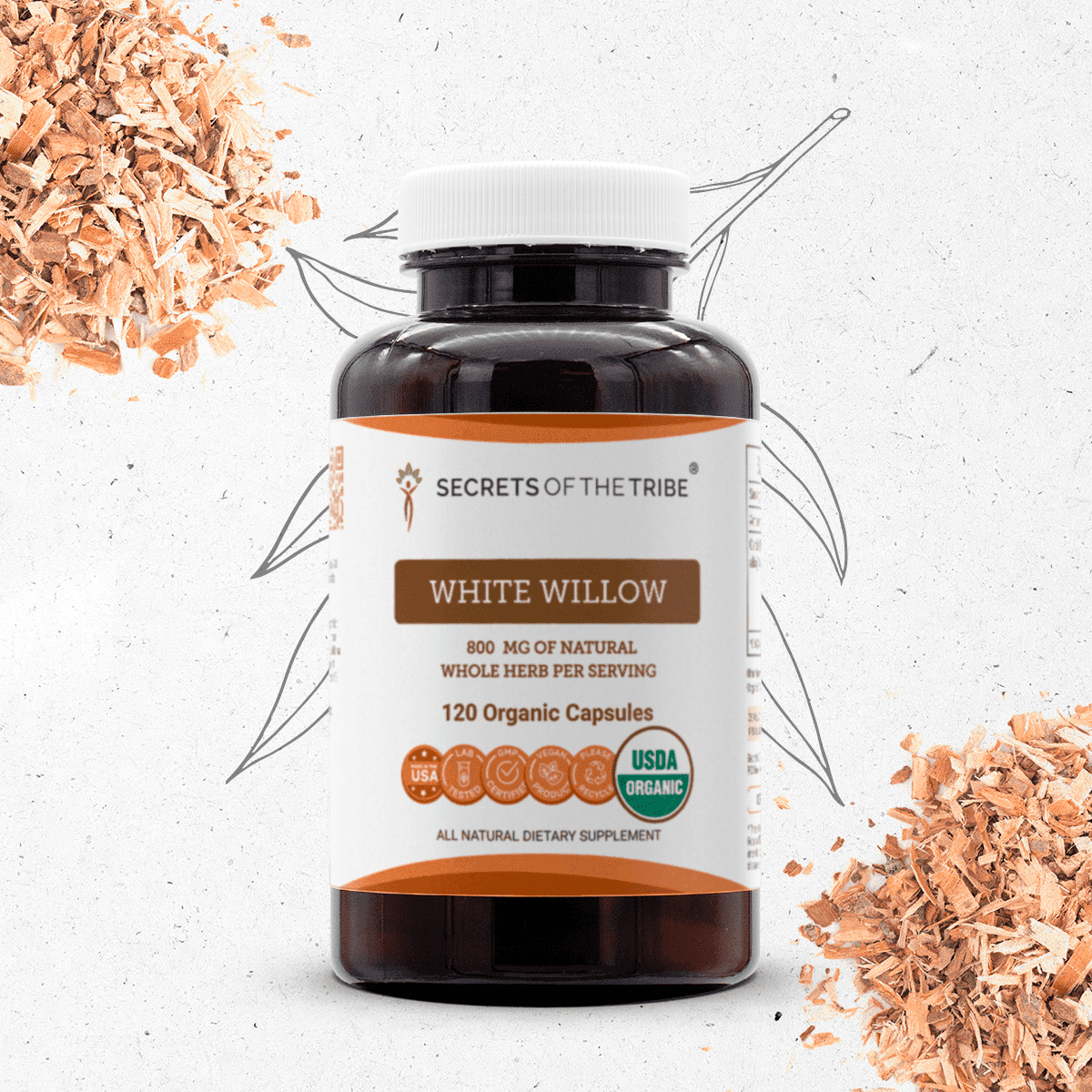 Secrets Of The Tribe White Willow Organic Capsules Dietary Supplement ...